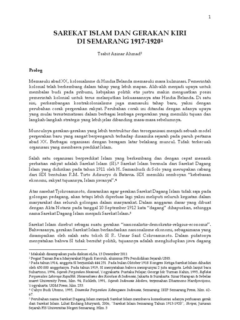 Sarekat Islam Dan Gerakan Kiri Di Semarang | PDF