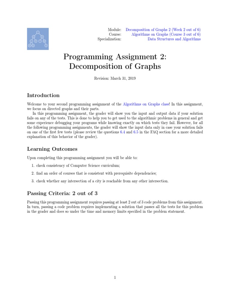 Programming Assignment 2: Decomposition of Graphs | PDF | Vertex (Graph Theory) | Computer ...