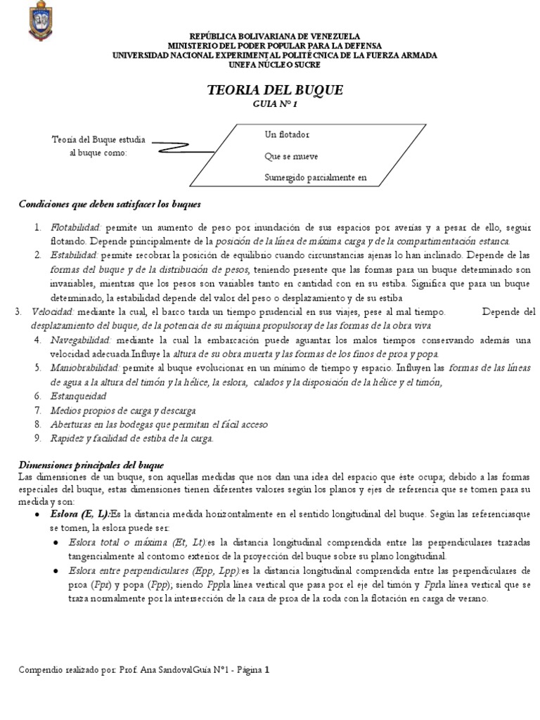 Guia 1 Teoria Del Buque | PDF | Barcos | Integral