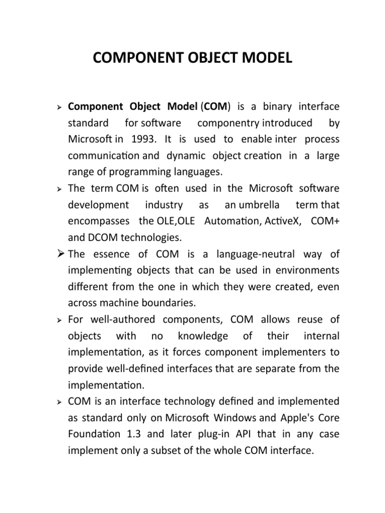 Component Object Model (COM) Is A Binary Interface | PDF | Component ...