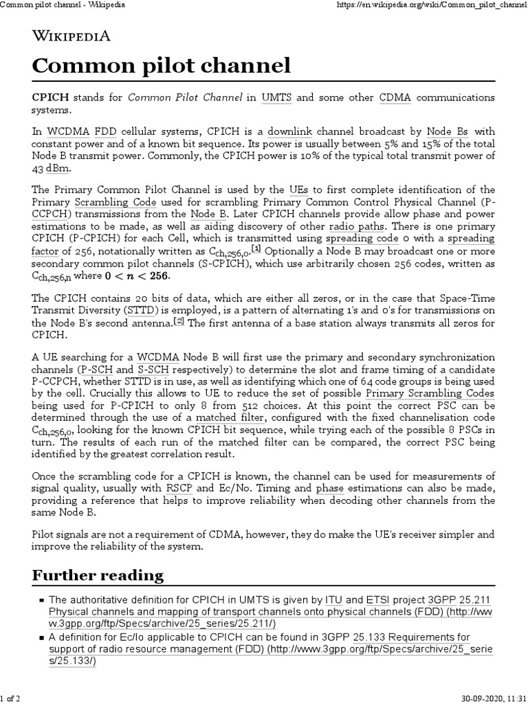Common Pilot Channel: Further Reading | PDF | Networks ...