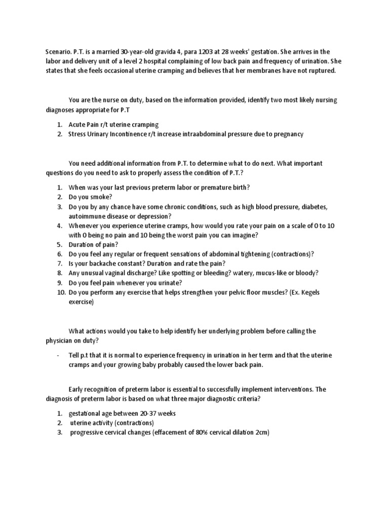 Case Scenario | PDF | Preterm Birth | Childbirth