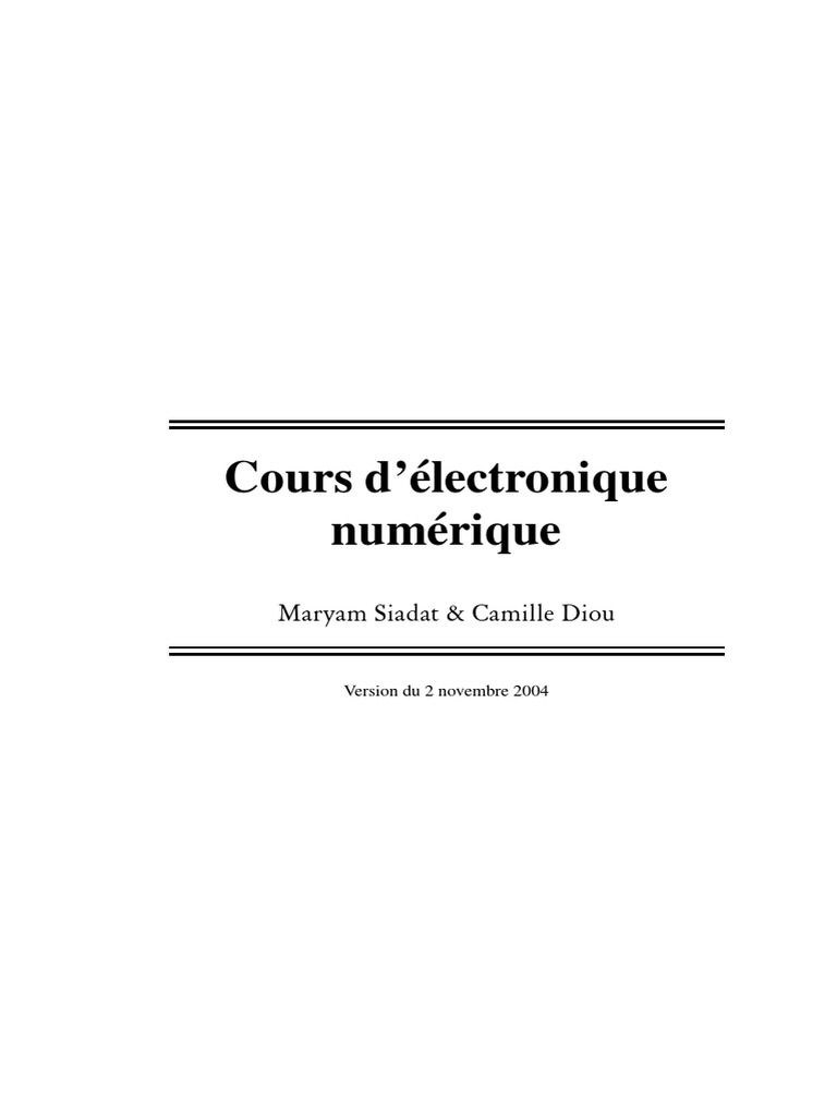 Cours Electronique Numerique PDF | PDF | Décimal codé binaire | Division