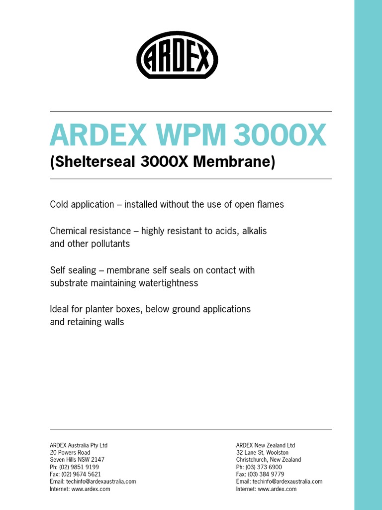 ARDEX WPM 3000X Datasheet | PDF | Asphalt | Building Engineering