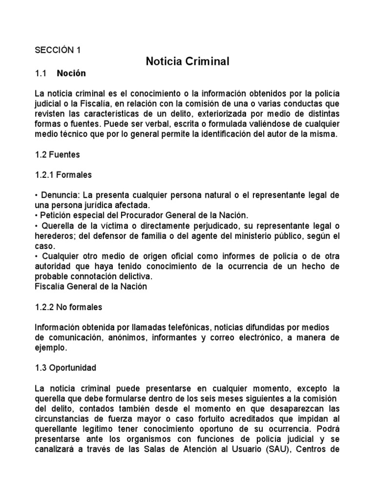 Ejemplos y Noción de Noticia Criminal | PDF | Policía | Queja