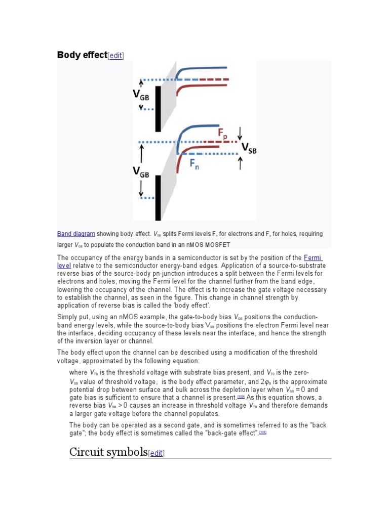 Body effect band diagram MOSFET threshold voltage | PDF | Field Effect ...