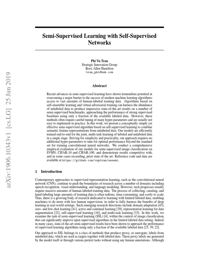 Semi-Supervised Learning With Self-Supervised Networks | PDF ...