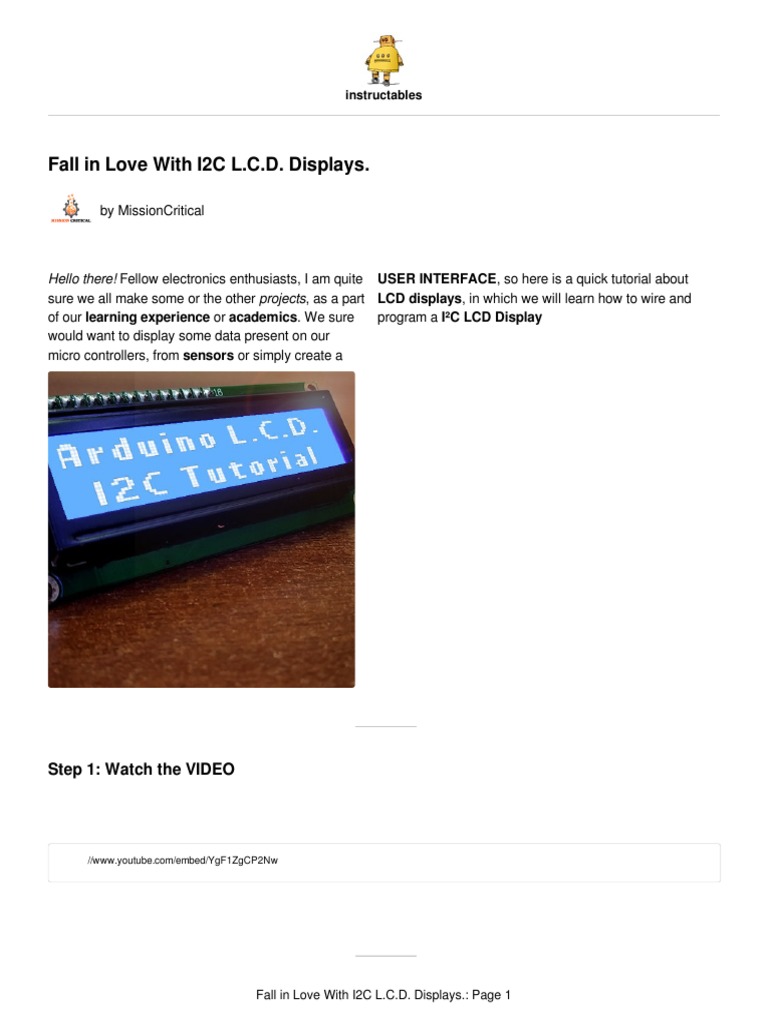 Fall in Love With I2C LCD Displays PDF | PDF | Computer Engineering | Electronic Engineering