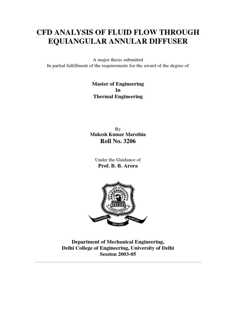 CFD Analysis of Fluid Flow Through Equiangular Annular Diffuser | PDF | Reynolds Number ...