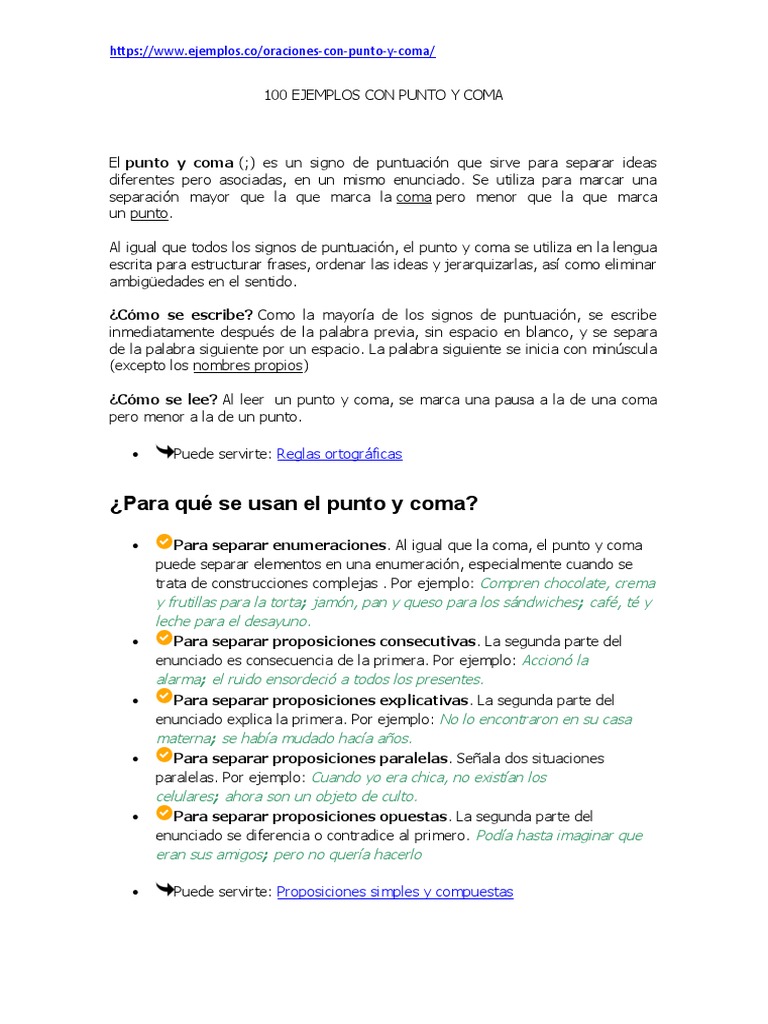 Ejemplos De Punto Y Coma Centro De Recursos Para La Escritura