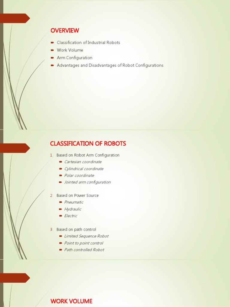 Classification of Industrial Robots Work Volume Arm Configuration ...