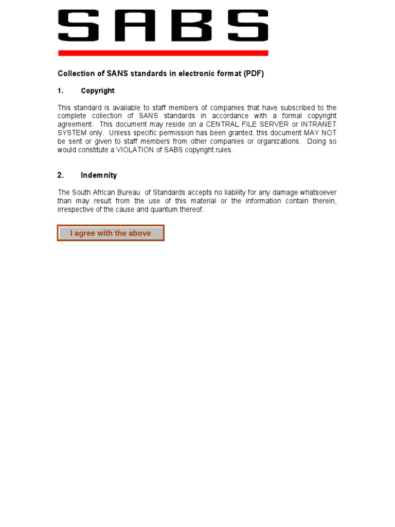 Collection of SANS Standards in Electronic Format (PDF) : I Agree With ...