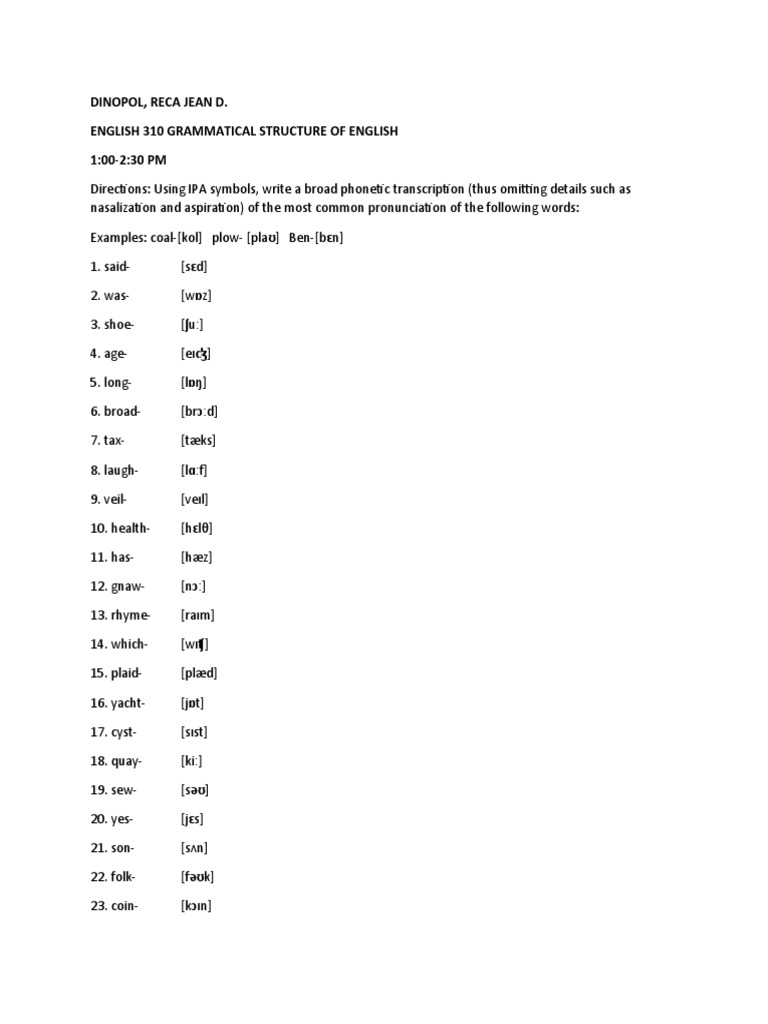 Phonetics Assignment 1 | PDF