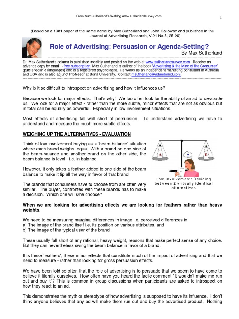 Role of Advertising Persuasion or Agenda-Setting | PDF | Advertising ...