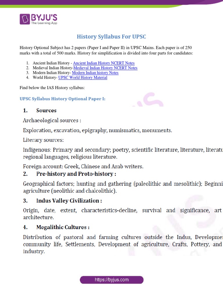 Upsc History Optional Syllabus Pdf
