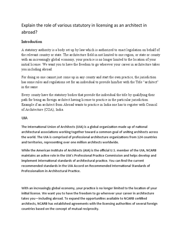 Licensing As An Architect | PDF | Licensure | Architect