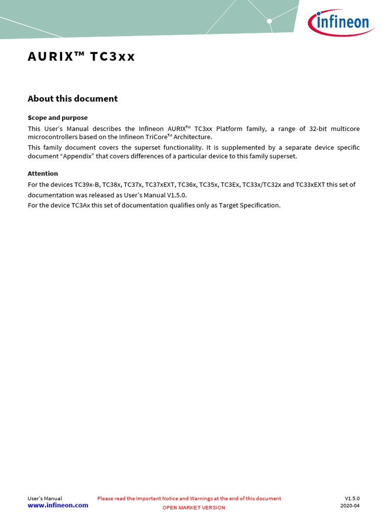 Infineon AURIX - TC3xx - Part2 UserManual v01 - 00 EN PDF | PDF | Digital Electronics | Office ...