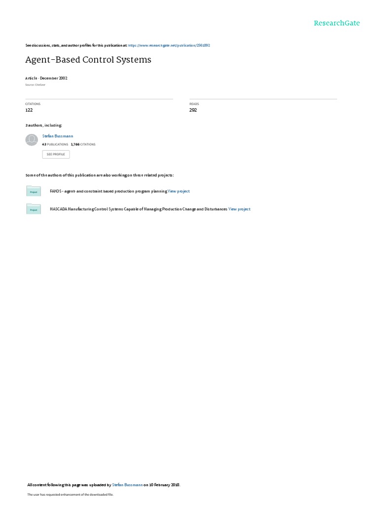 Agent-Based Control Systems | PDF | Agent Based Model | System