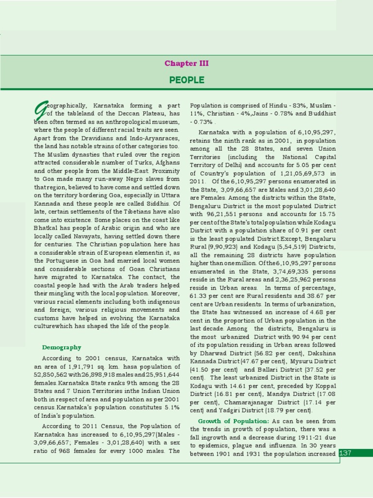 Chapter 03 People | PDF | Bangalore | Demographics Of India