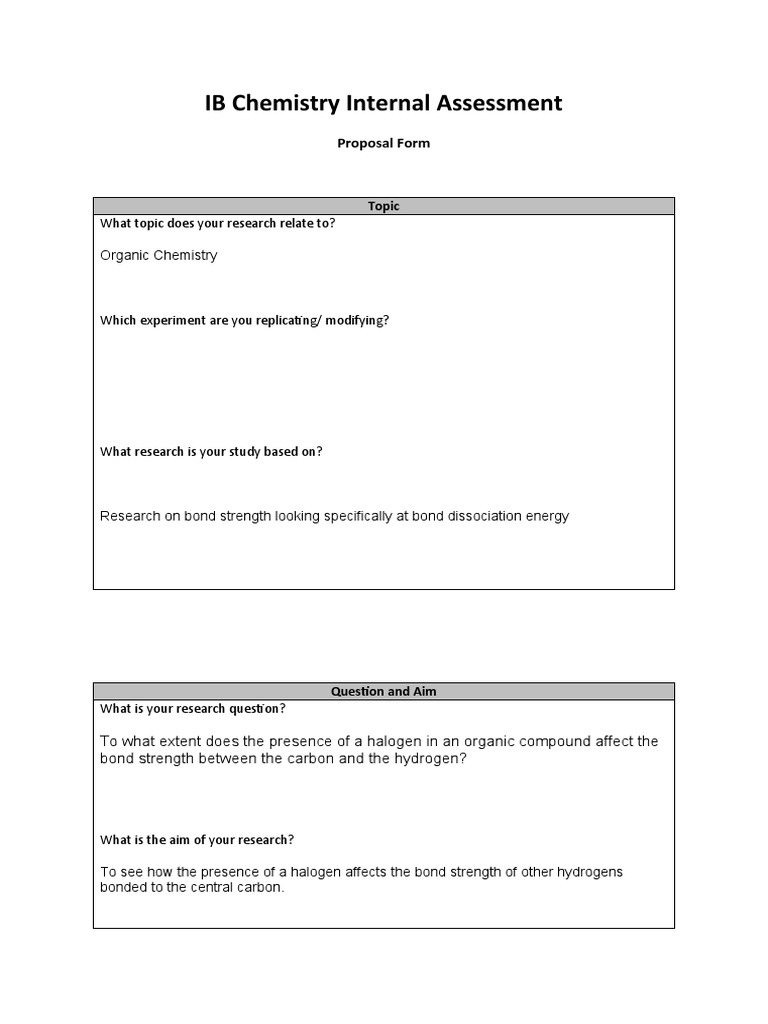 IA Proposal Form 2020 | PDF | Chemical Bond | Experiment