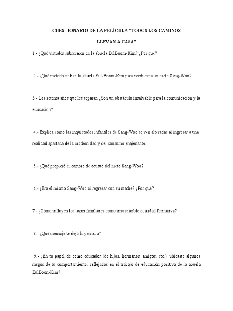 Cuestionario de La Película | PDF