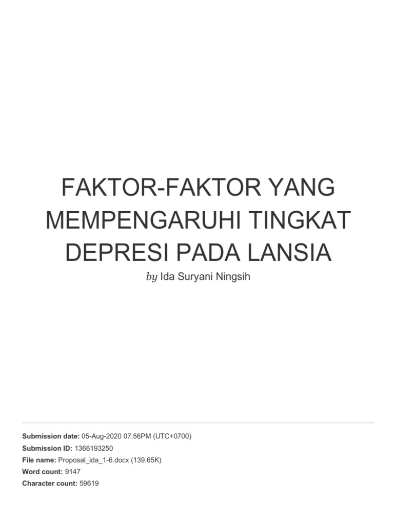 Faktor-Faktor Yang Mempengaruhi Tingkat Depresi Pada Lansia PDF | PDF | Business