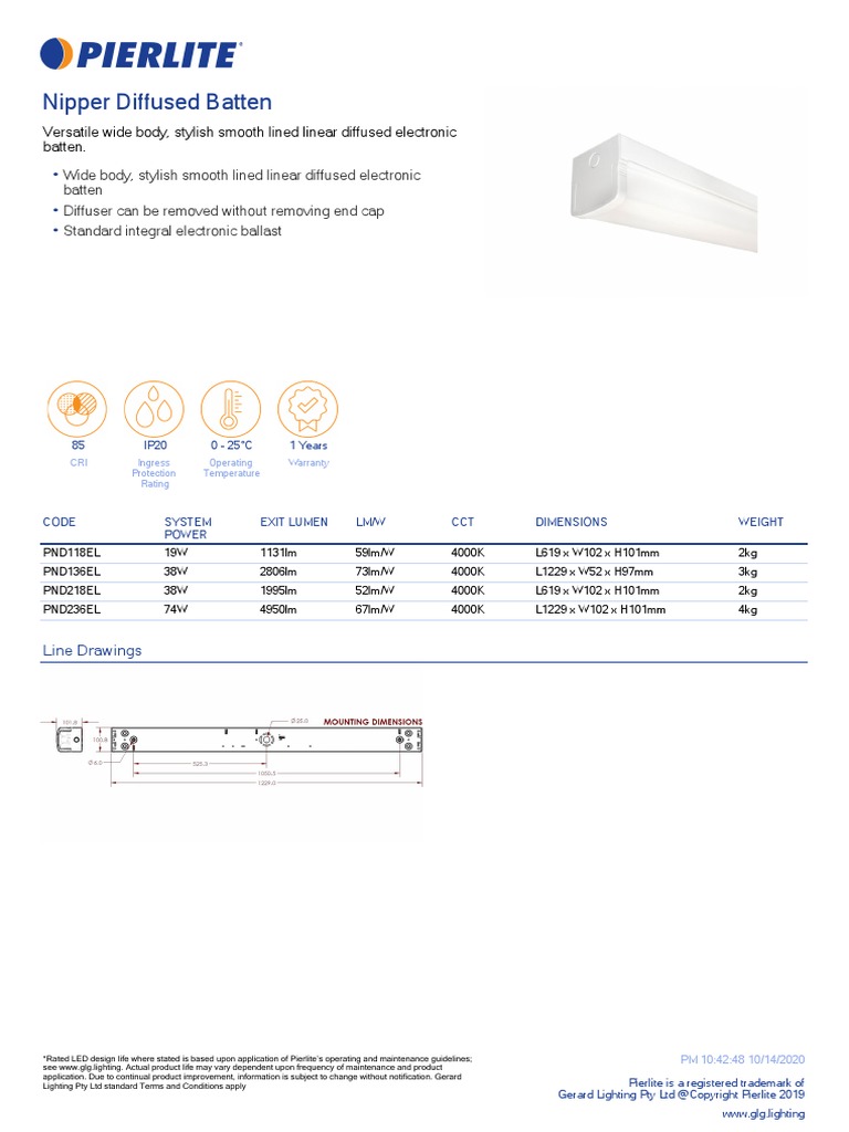 Pierlite-Nipper Diffused Batten | PDF