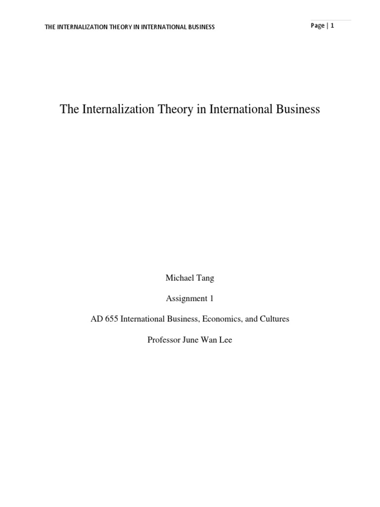 The Internalization Theory in International Business | PDF ...