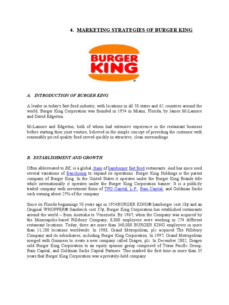 Marketing Strategies of Burger King | PDF | Fast Food Restaurants ...