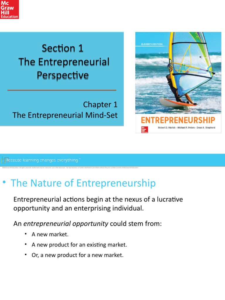 Section 1 The Entrepreneurial Perspective Section 1 The Entrepreneurial ...