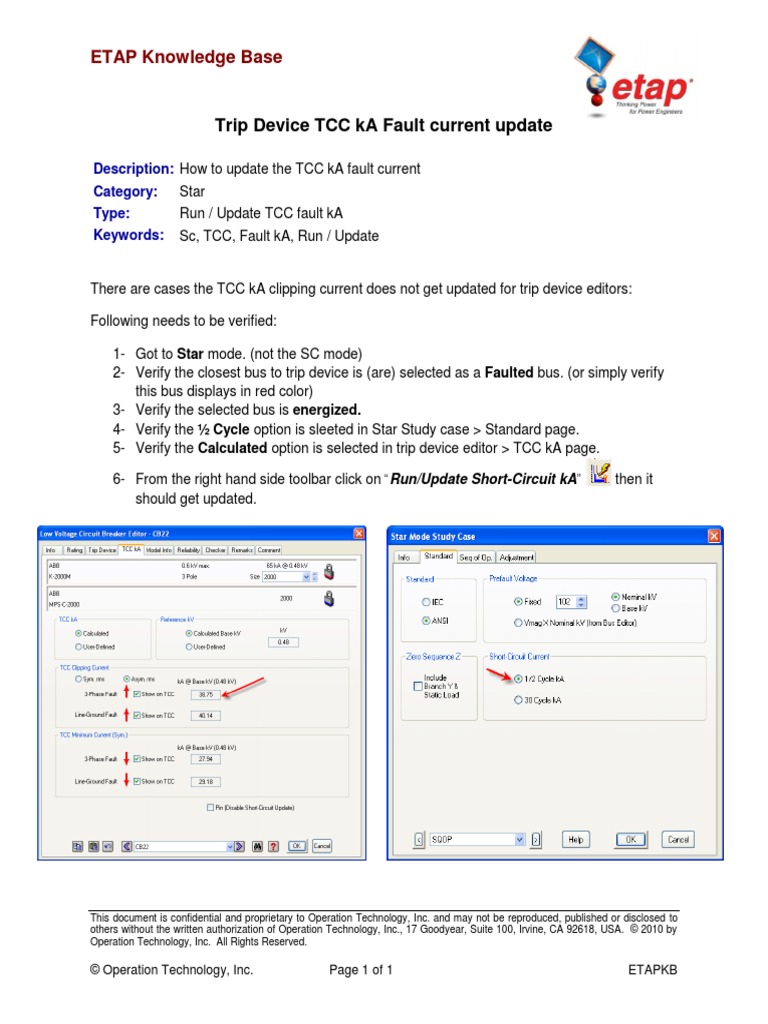 Trip Device TCC Ka Fault Current Update PDF | PDF