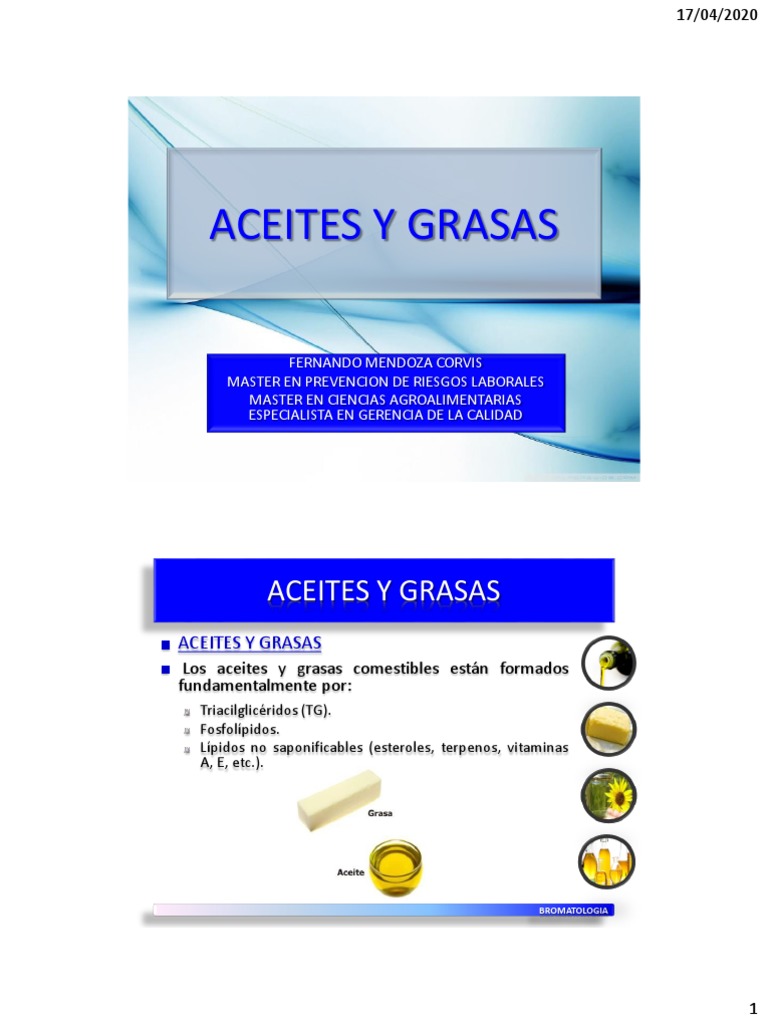 Clasificación de Aceites y Grasas | PDF | gordo | Aceite de oliva