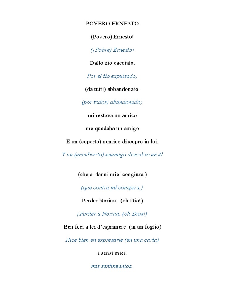 Povero Ernesto: Lamento y Desamor | PDF | Poesía