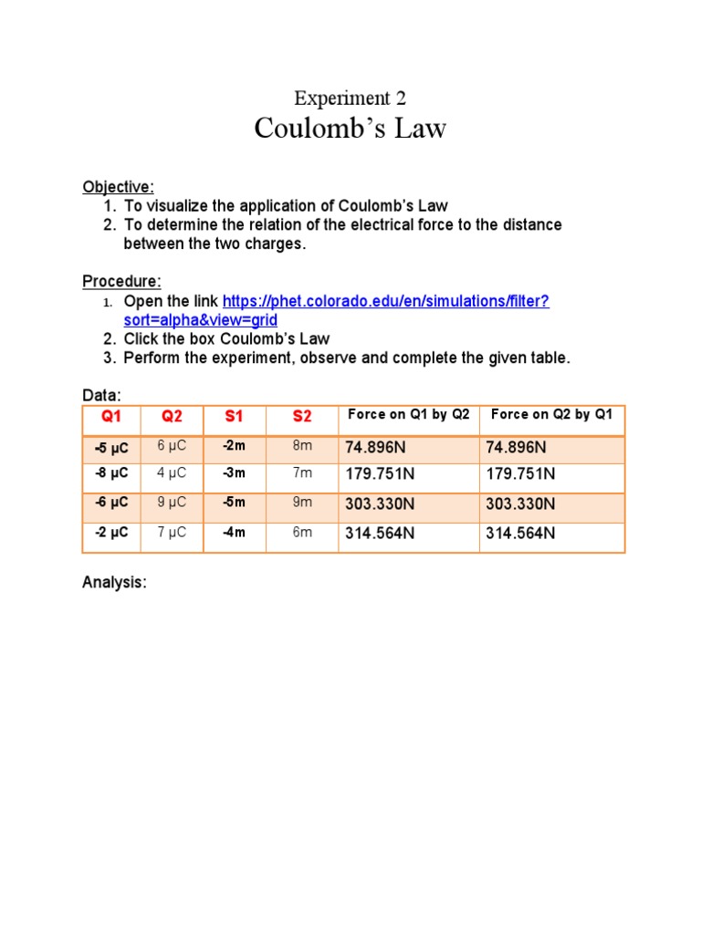 Coulomb's Law: Experiment 2 | PDF | Computers | Technology & Engineering