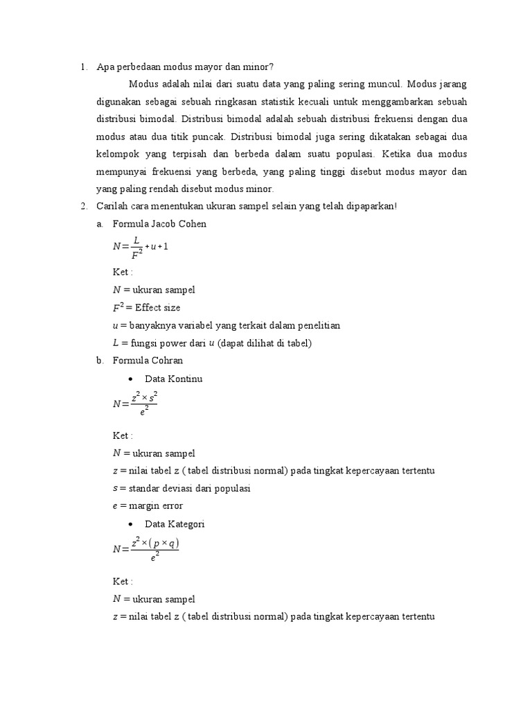 Perbedaan Modus Mayor Dan Minor, Rumus Ukuran Sampel, Hasil Analisis ...