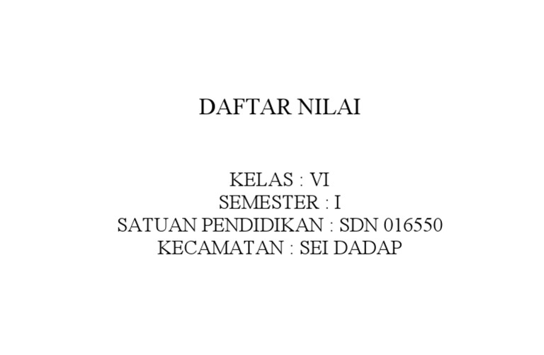 Cover Daftar Nilai | PDF
