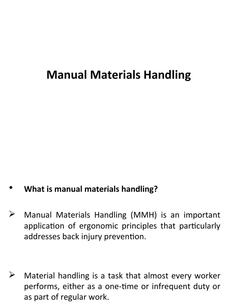 Manual Materials Handling | PDF | Weight | Occupational Safety And Health