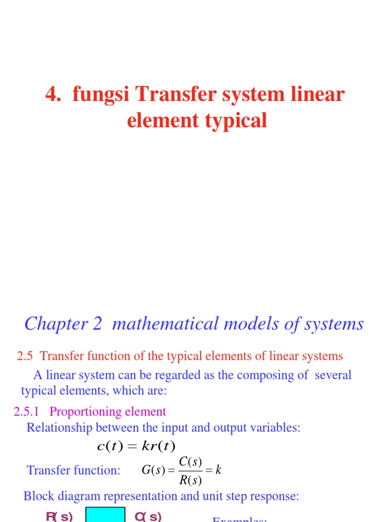 Fungsi Transfer System Linear Element Typical | PDF | Function ...