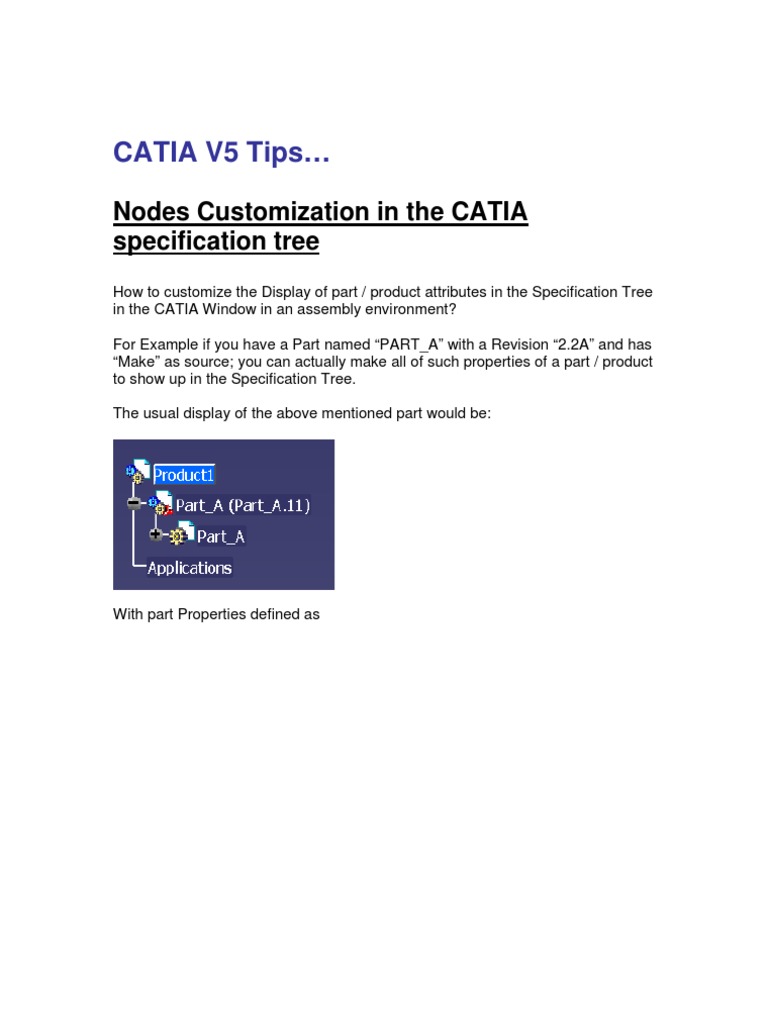 CATIA V5 Tips : Nodes Customization in The CATIA Specification Tree ...