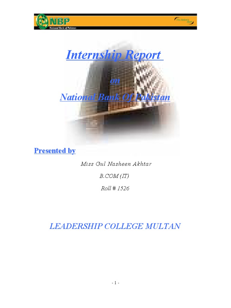 Internship Report: On National Bank of Pakistan | PDF | Cheque | Letter ...