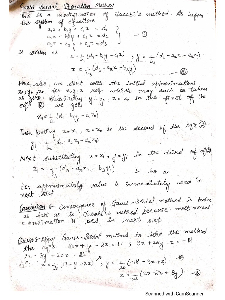 Gauss-Seidel Method - Handwritten | PDF