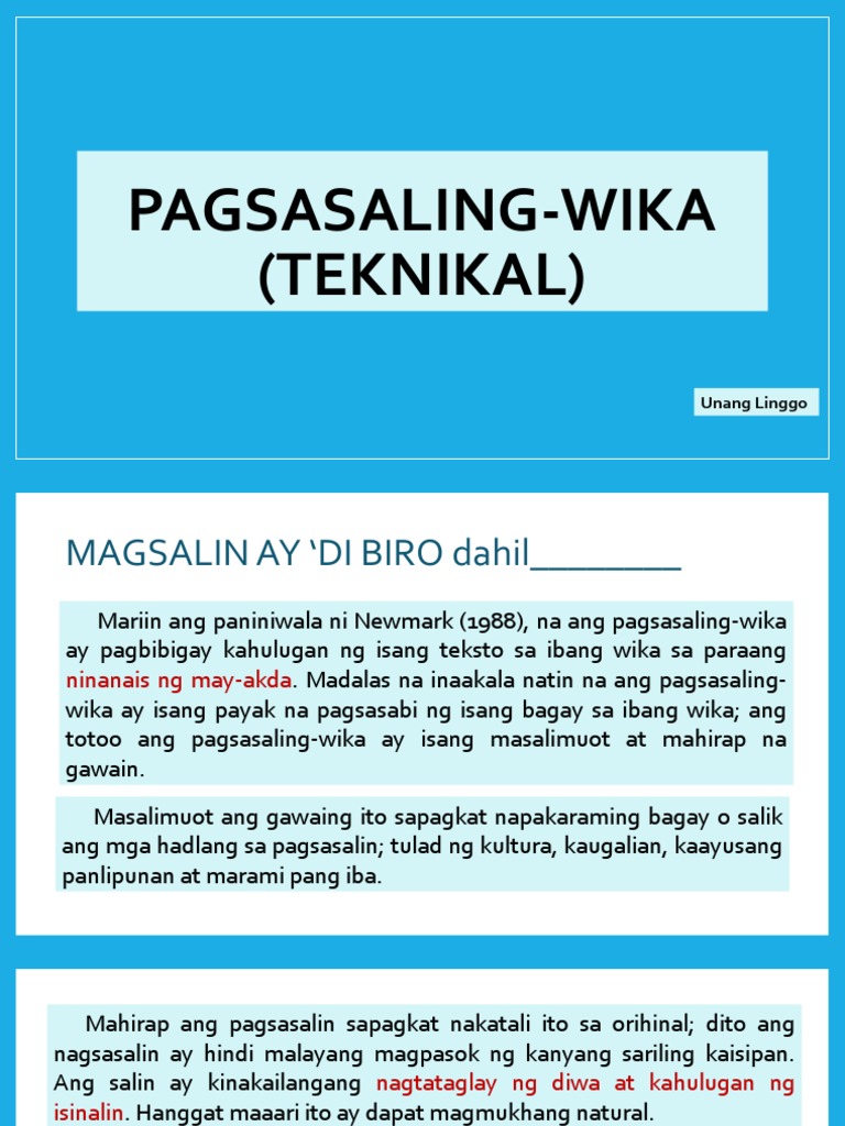 Pagsasaling Wika Sa Edukasyon | saedukasyon