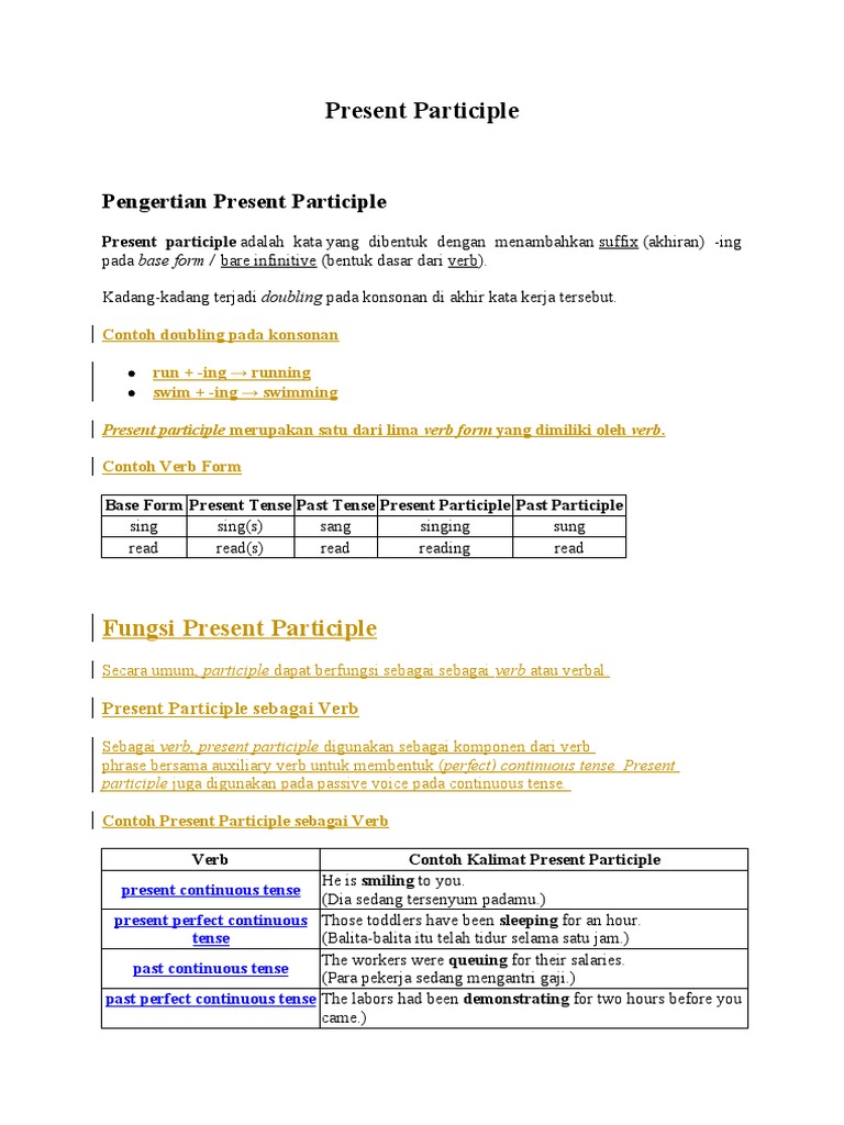 Pengertian dan Fungsi Present Participle | PDF