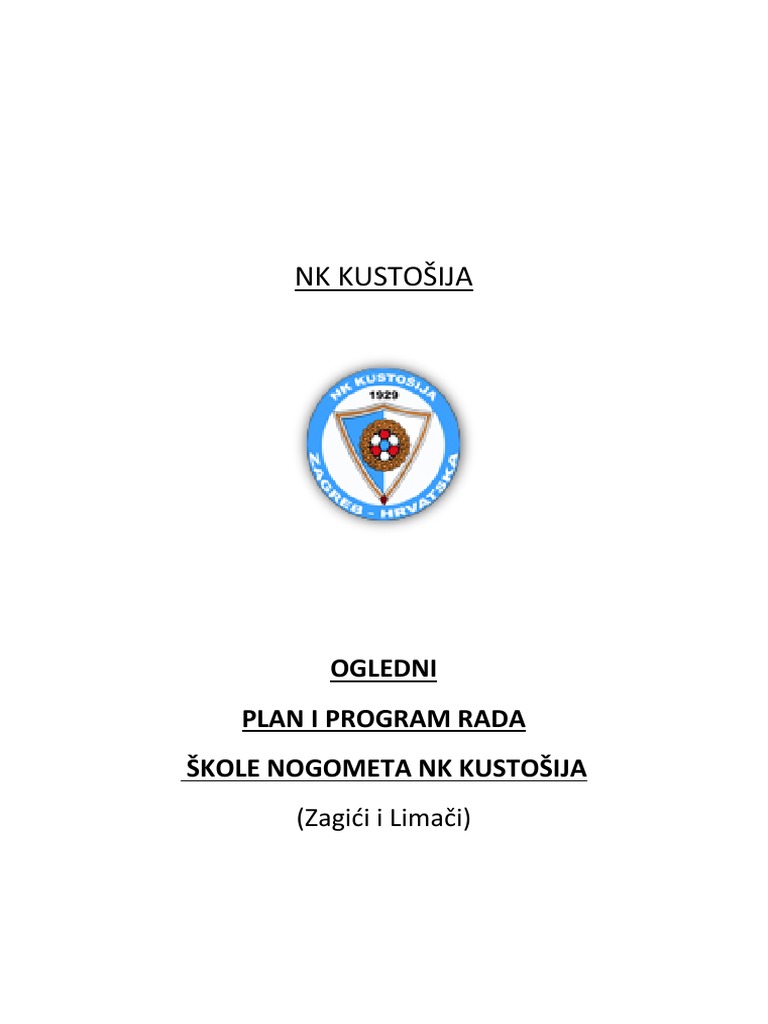 Ogledni Primjer Plan I Program NK Kustosija Zagici I Limaci | PDF