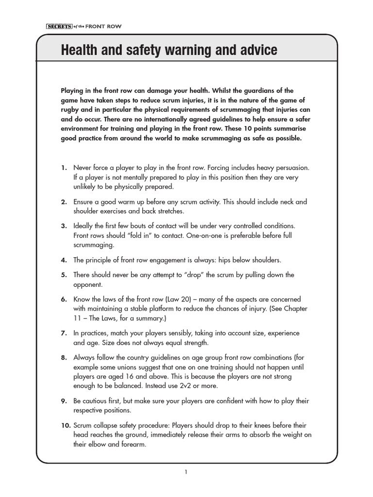 Secrets of The Front Row-4 PDF | PDF | Football Codes | Rugby Football