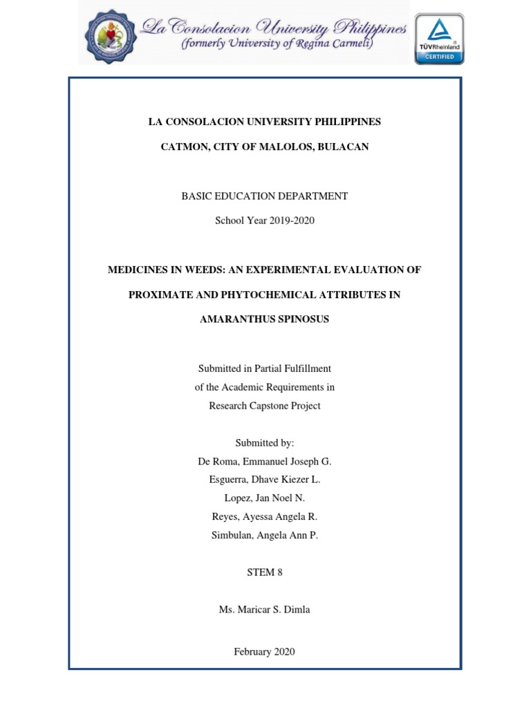 Phytochemical Study of Uray Weeds | PDF | Experiment | Qualitative Research