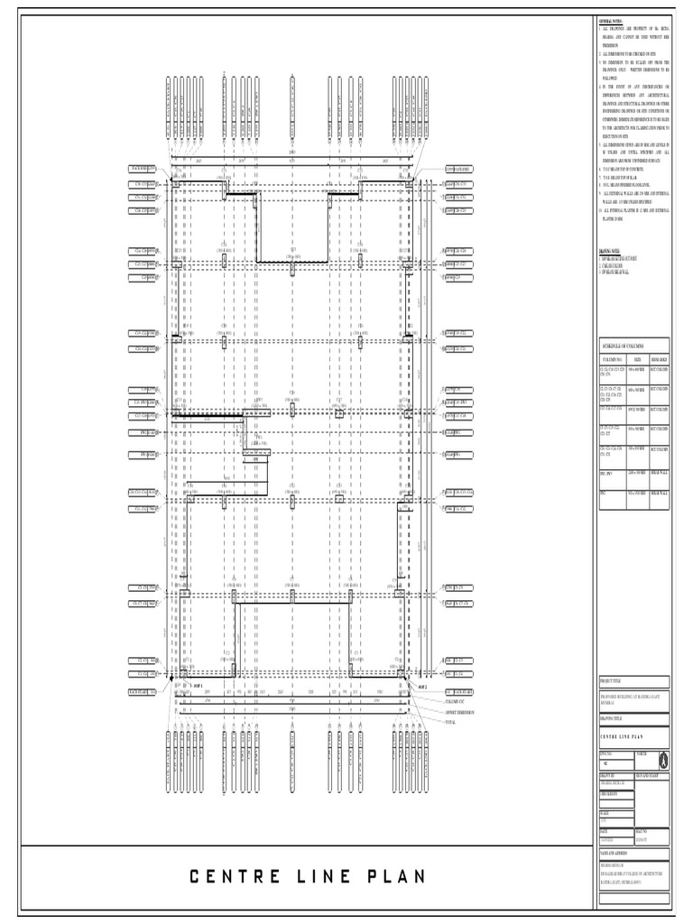 Centre Line Plan: Schedule of Columns | PDF