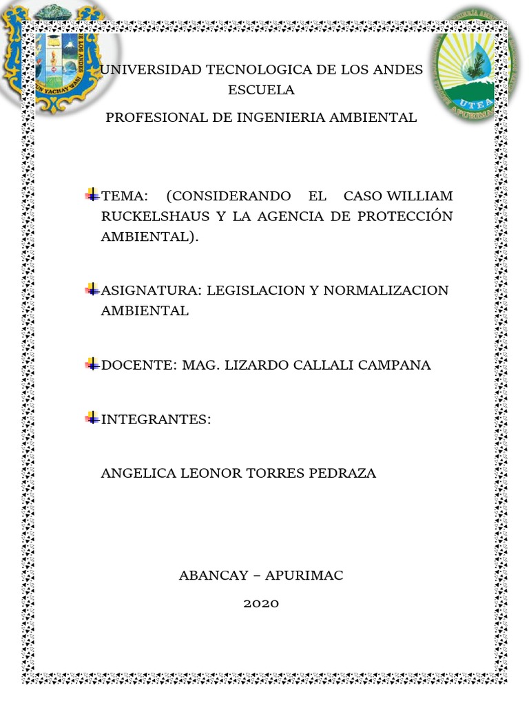 Caso Ruckelshaus y la EPA: Impacto Ambiental | PDF | Ambientalismo ...