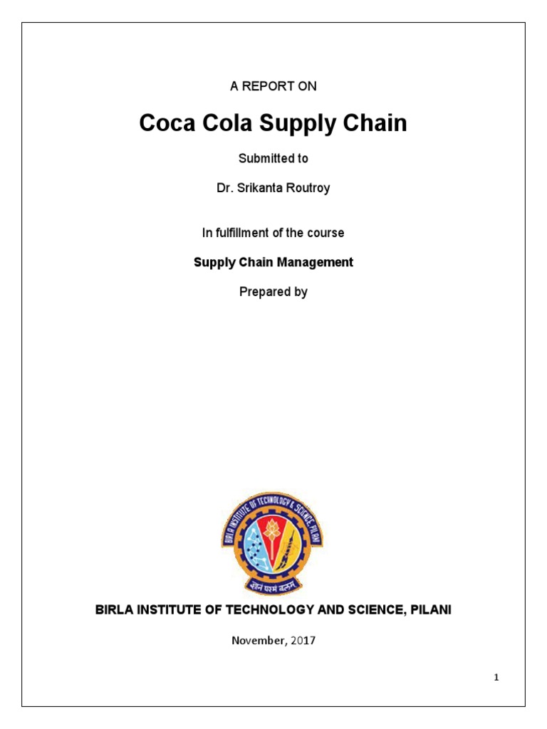SCM Project On Coca Cola | PDF | Coca Cola | The Coca Cola Company