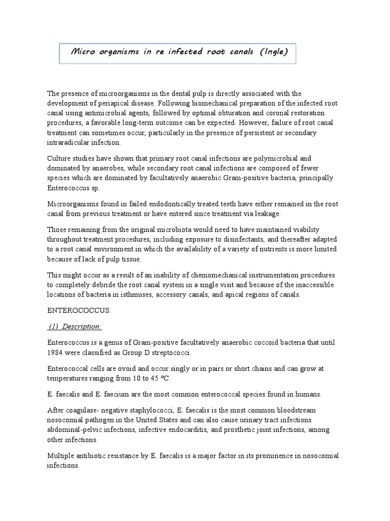 Microorganisms in Infected Root Canals | PDF | Streptococcus | Microbiology